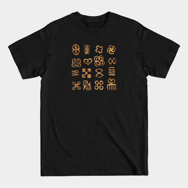 Carved Wood Adinkra Symbols Print - Adinkra Symbols - T-Shirt